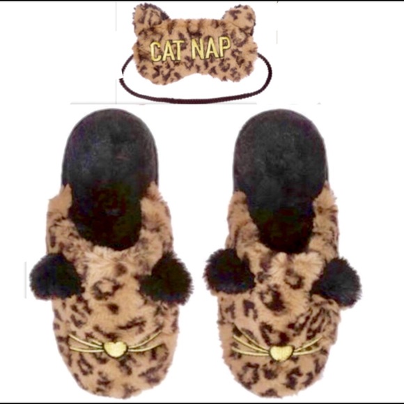 @SOULCRUSHER716 | Shoes | Leopard Cat Nap Slippers Weye Mask | Poshmark
